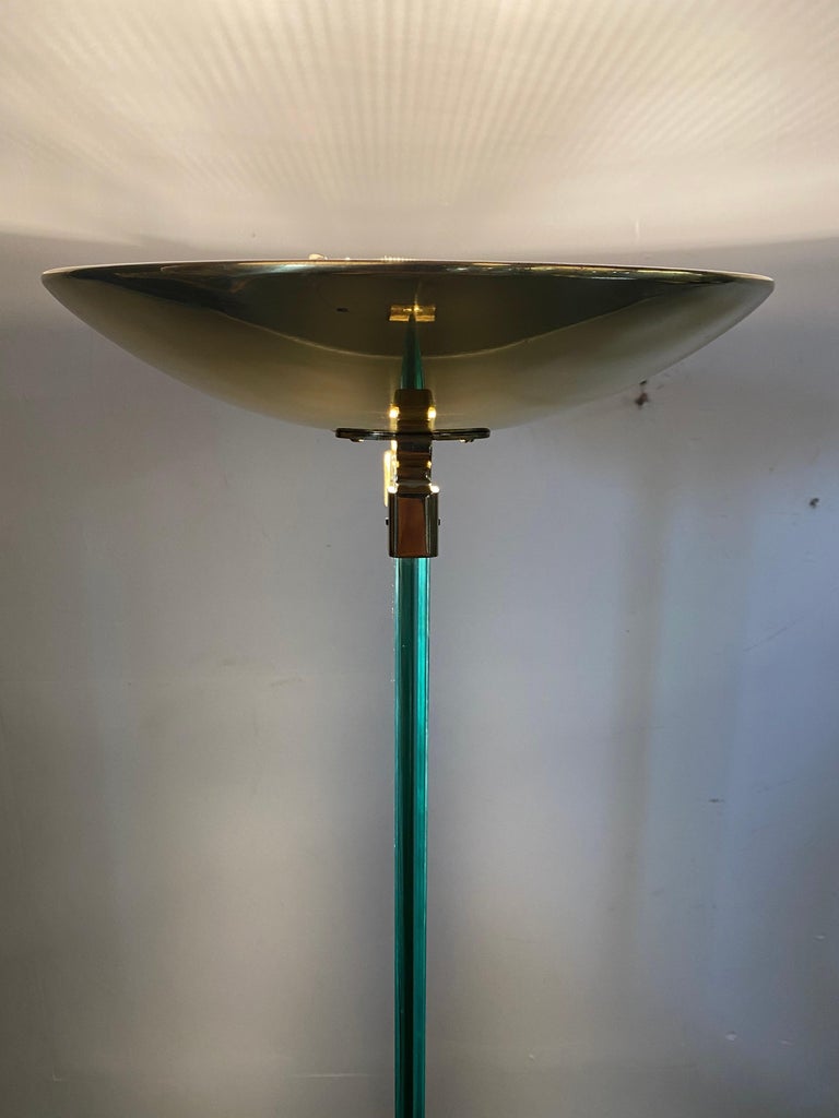 Brass and Glass Italian Torcher, Floor Lamp, Attributed to Mauro ...