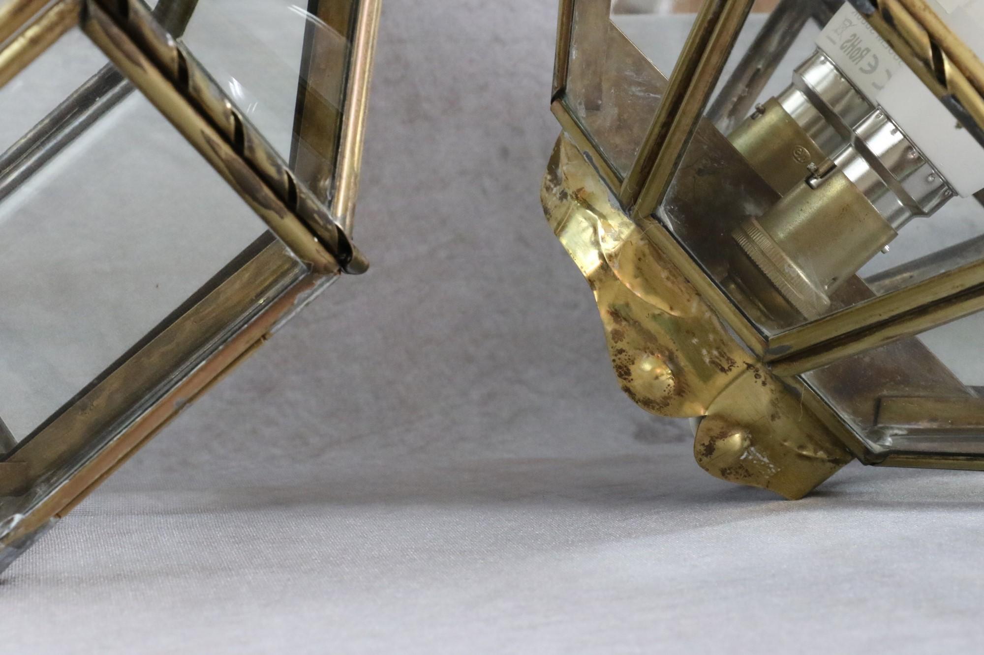 Brass and Glass Pair of Vintage Handcrafted Wall Lamps, 1940s, France ...