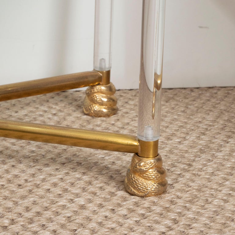 Brass and Glass Python Cocktail Table For Sale at 1stDibs