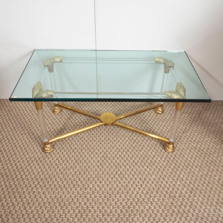 Brass and Glass Python Cocktail Table For Sale at 1stDibs