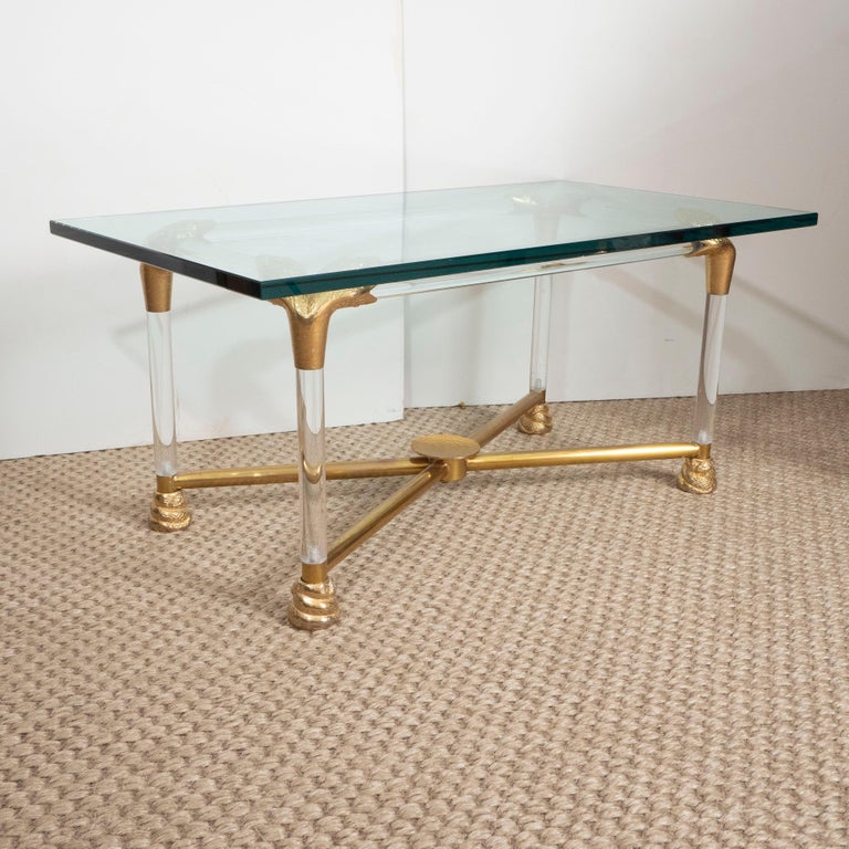 Brass and Glass Python Cocktail Table For Sale at 1stDibs