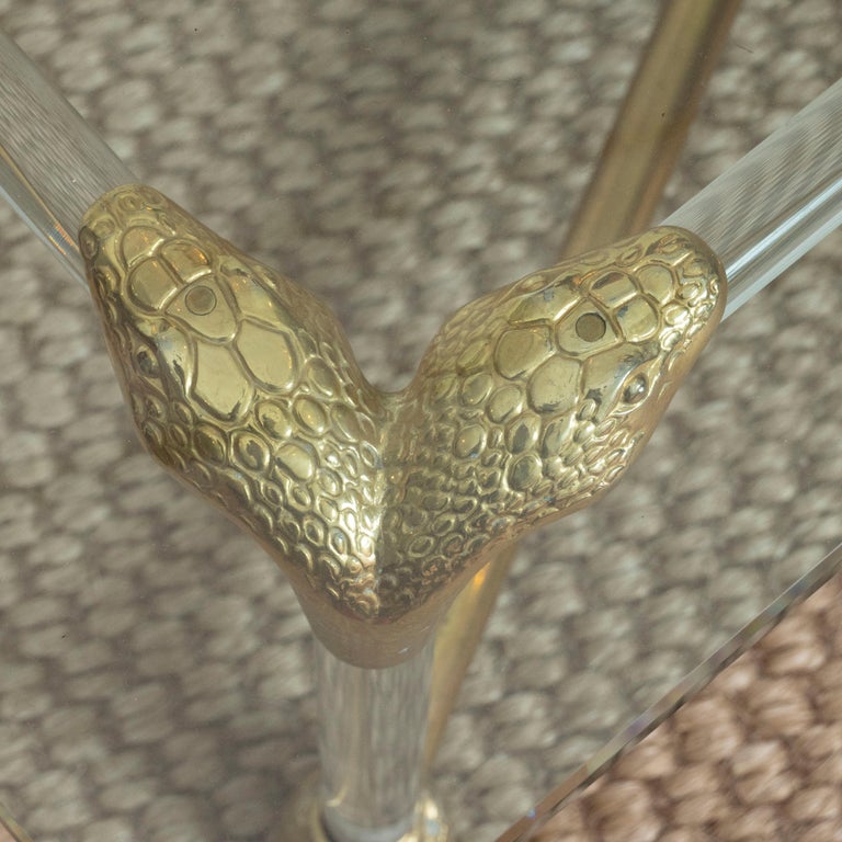 Brass and Glass Python Cocktail Table For Sale at 1stDibs