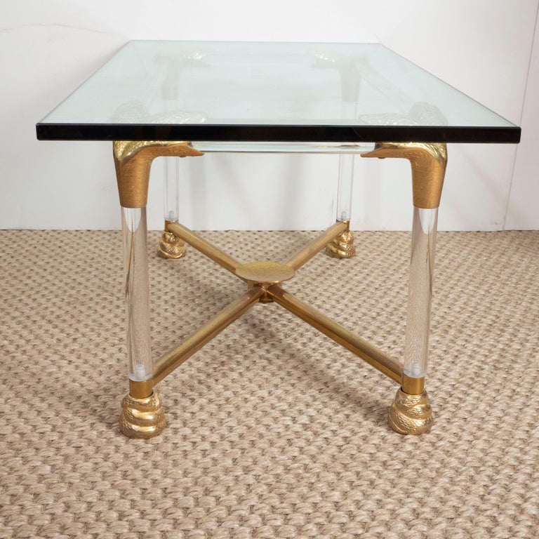Brass and Glass Python Cocktail Table For Sale at 1stDibs