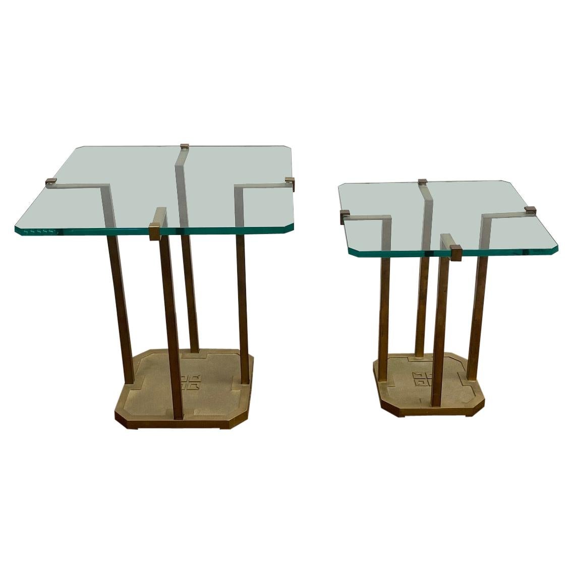 Mid Century Brass and Glass Side Table by Peter Ghyczy, Germany 1970s ...