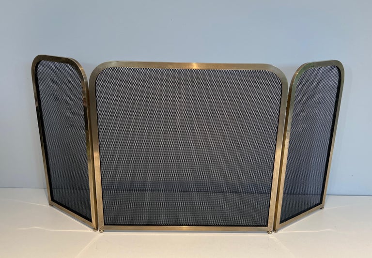 Brass and Grilling Fireplace Screen For Sale at 1stDibs