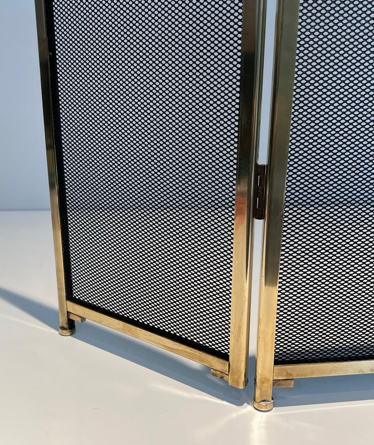 Brass and Grilling Fireplace Screen For Sale at 1stDibs