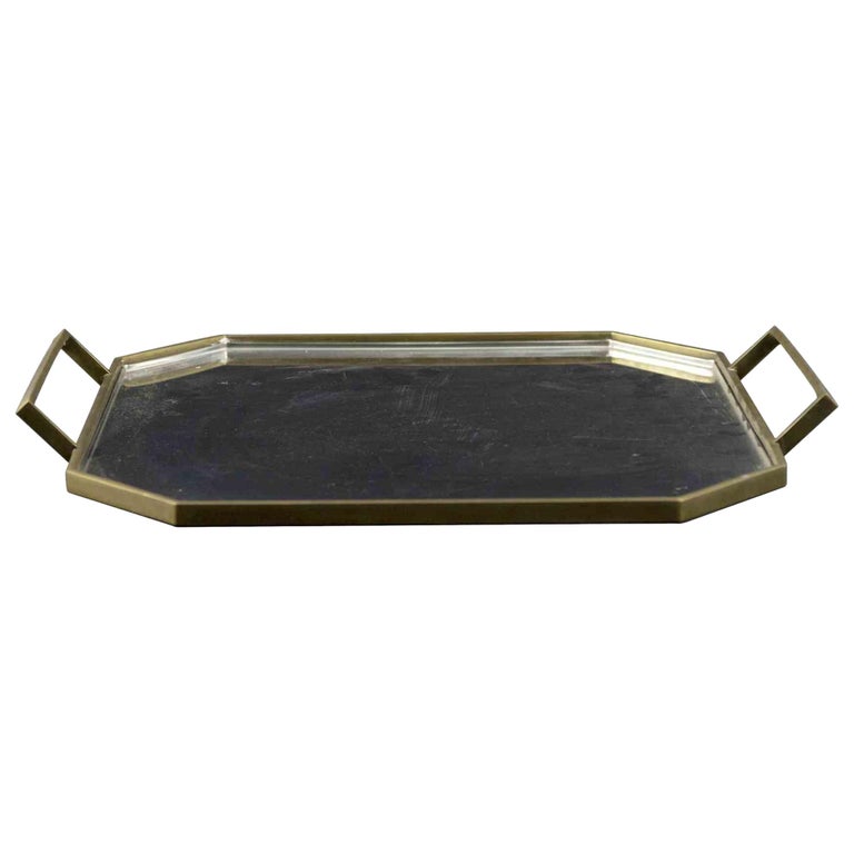 Brass and Inox Argent Geometrical Serving Tray, Gottinghen, 1970s at ...