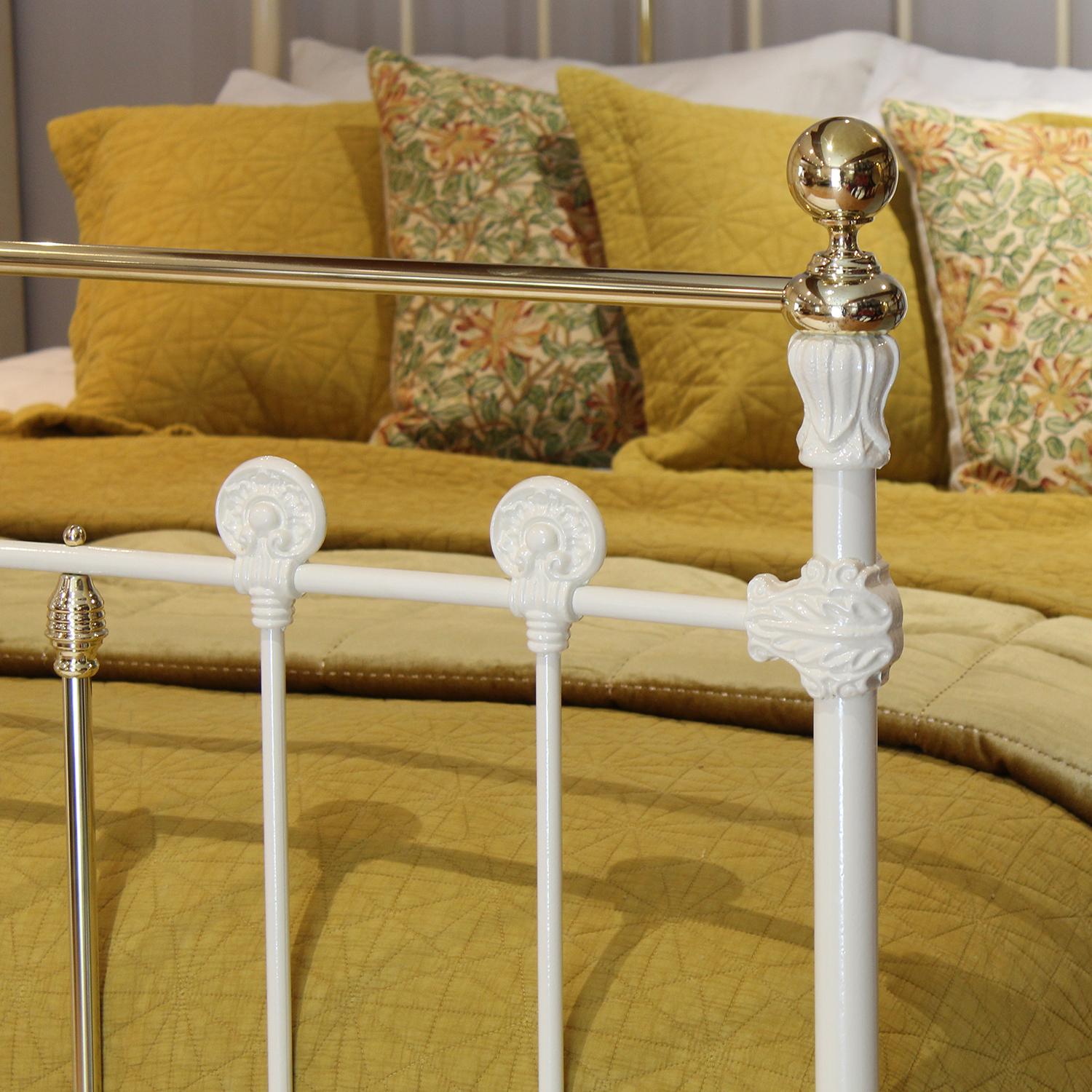 Brass and Iron Antique Bed in Cream, MK263 at 1stDibs