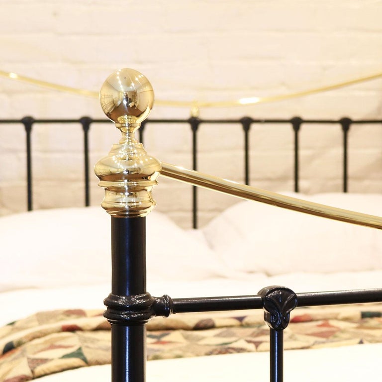 Brass and Iron Bed with Curved Top Rails in Black, MD85 at 1stDibs