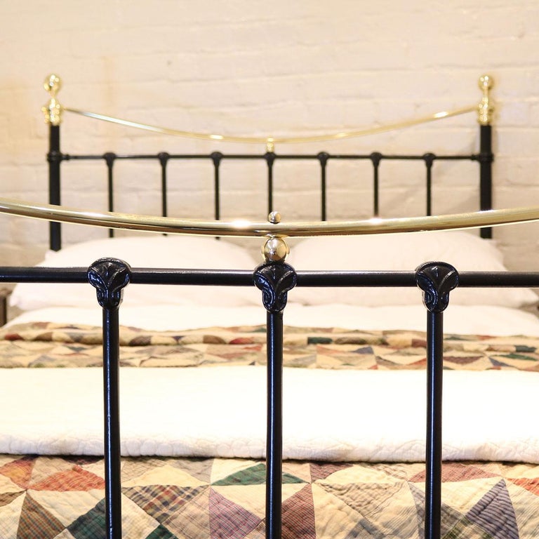 Brass and Iron Bed with Curved Top Rails in Black, MD85 at 1stDibs