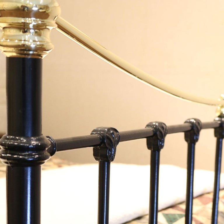 Brass and Iron Bed with Curved Top Rails in Black, MD85 at 1stDibs