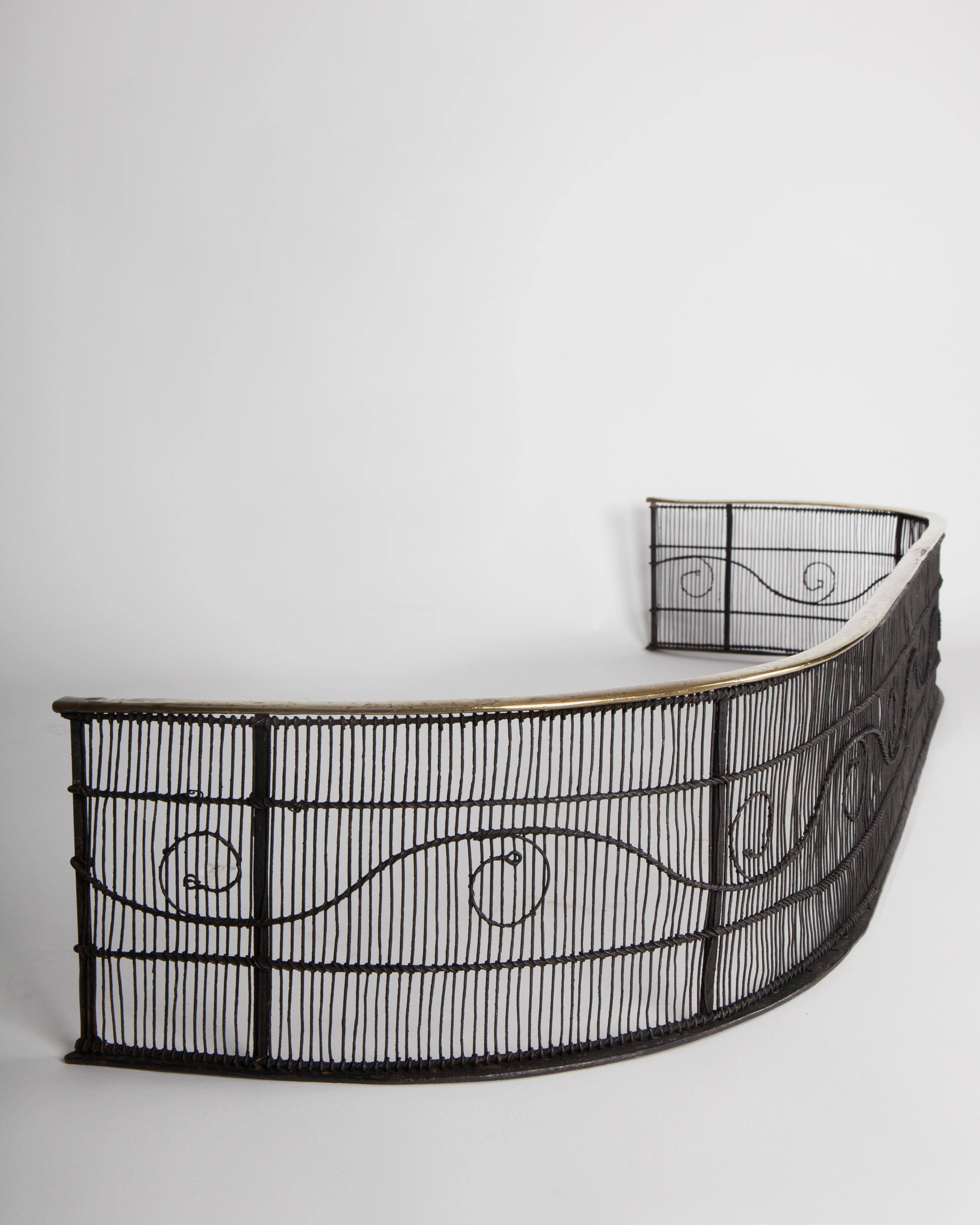 Brass and Iron Fire Fender - Wire Work Fire Screen at 1stDibs | fender fire