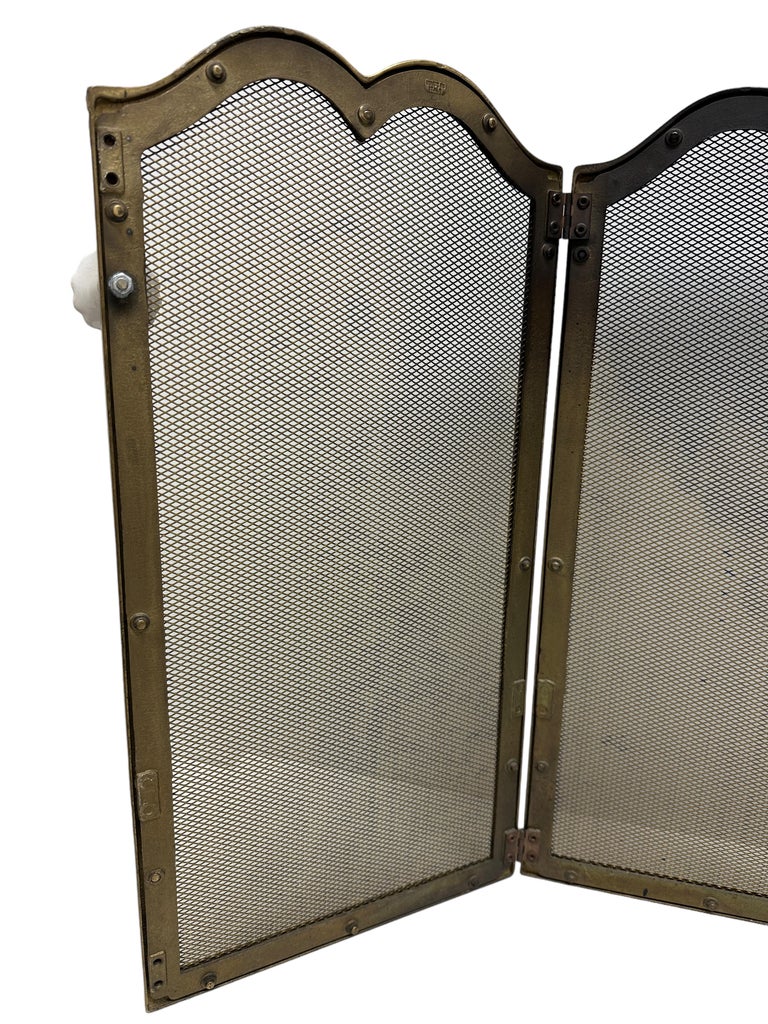 Brass and Iron Fireplace Screen, Vintage Italy, 1950s For Sale at 1stDibs