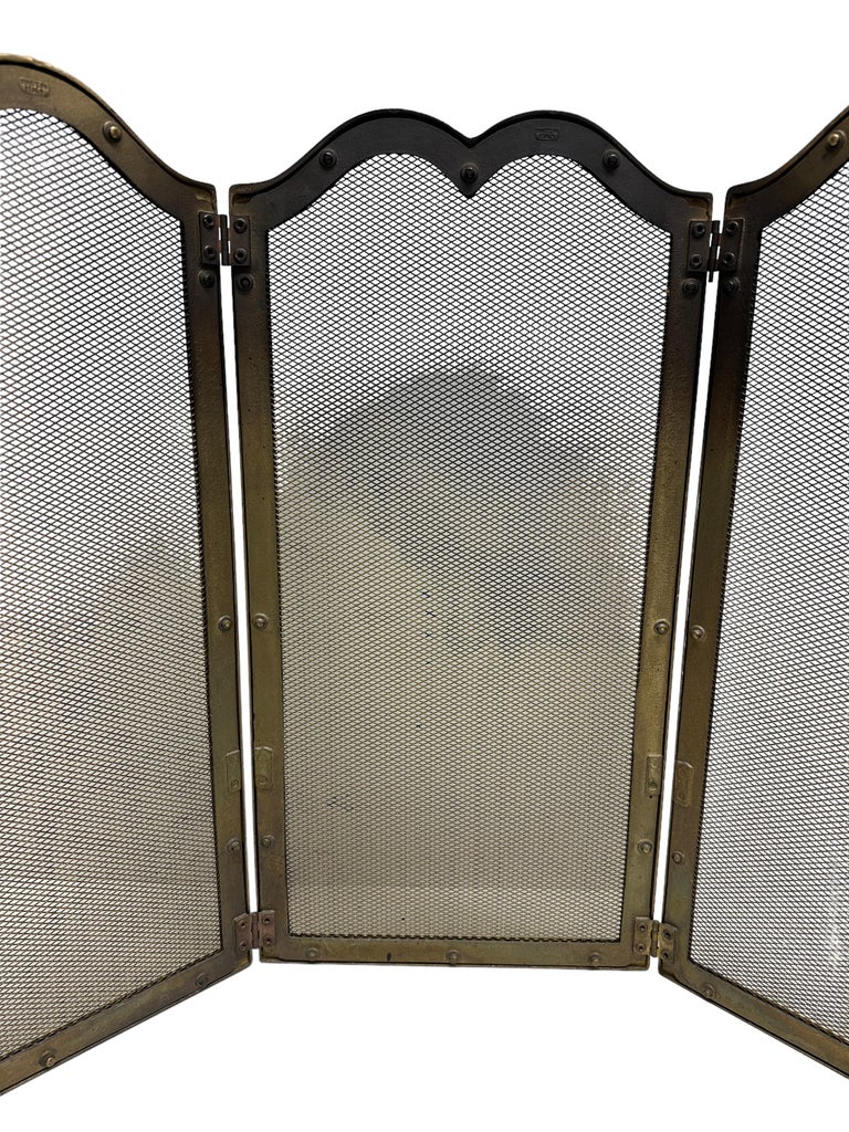 Brass and Iron Fireplace Screen, Vintage Italy, 1950s For Sale at 1stDibs