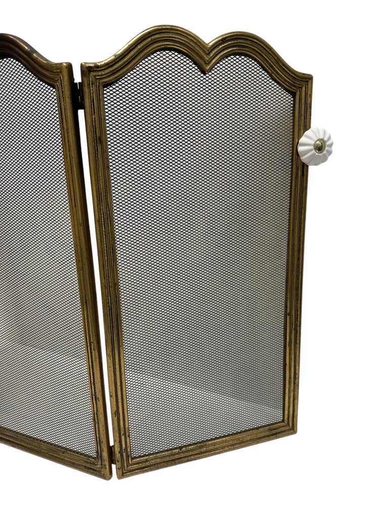 Brass and Iron Fireplace Screen, Vintage Italy, 1950s For Sale at 1stDibs