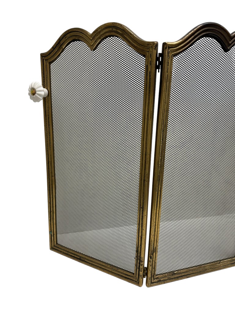 Brass and Iron Fireplace Screen, Vintage Italy, 1950s For Sale at 1stDibs