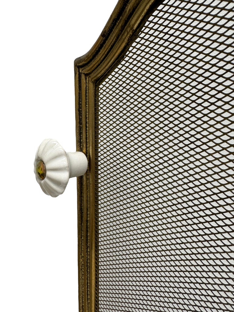 Brass and Iron Fireplace Screen, Vintage Italy, 1950s For Sale at 1stDibs