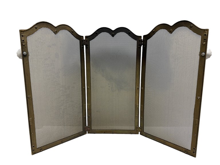 Brass and Iron Fireplace Screen, Vintage Italy, 1950s For Sale at 1stDibs
