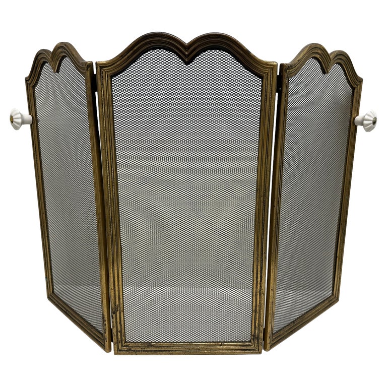 Brass and Iron Fireplace Screen, Vintage Italy, 1950s For Sale at 1stDibs