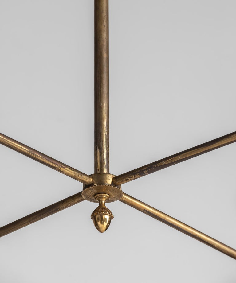 Brass and Leather Billiard Lights, France, circa 1950 at 1stDibs