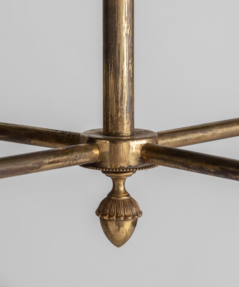 Brass and Leather Billiard Lights, France, circa 1950 at 1stDibs