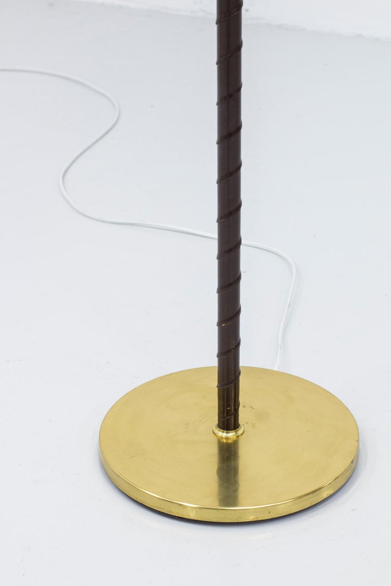 Brass and Leather Floor Lamp by Möller Armaturer, Scandinavian Modern ...