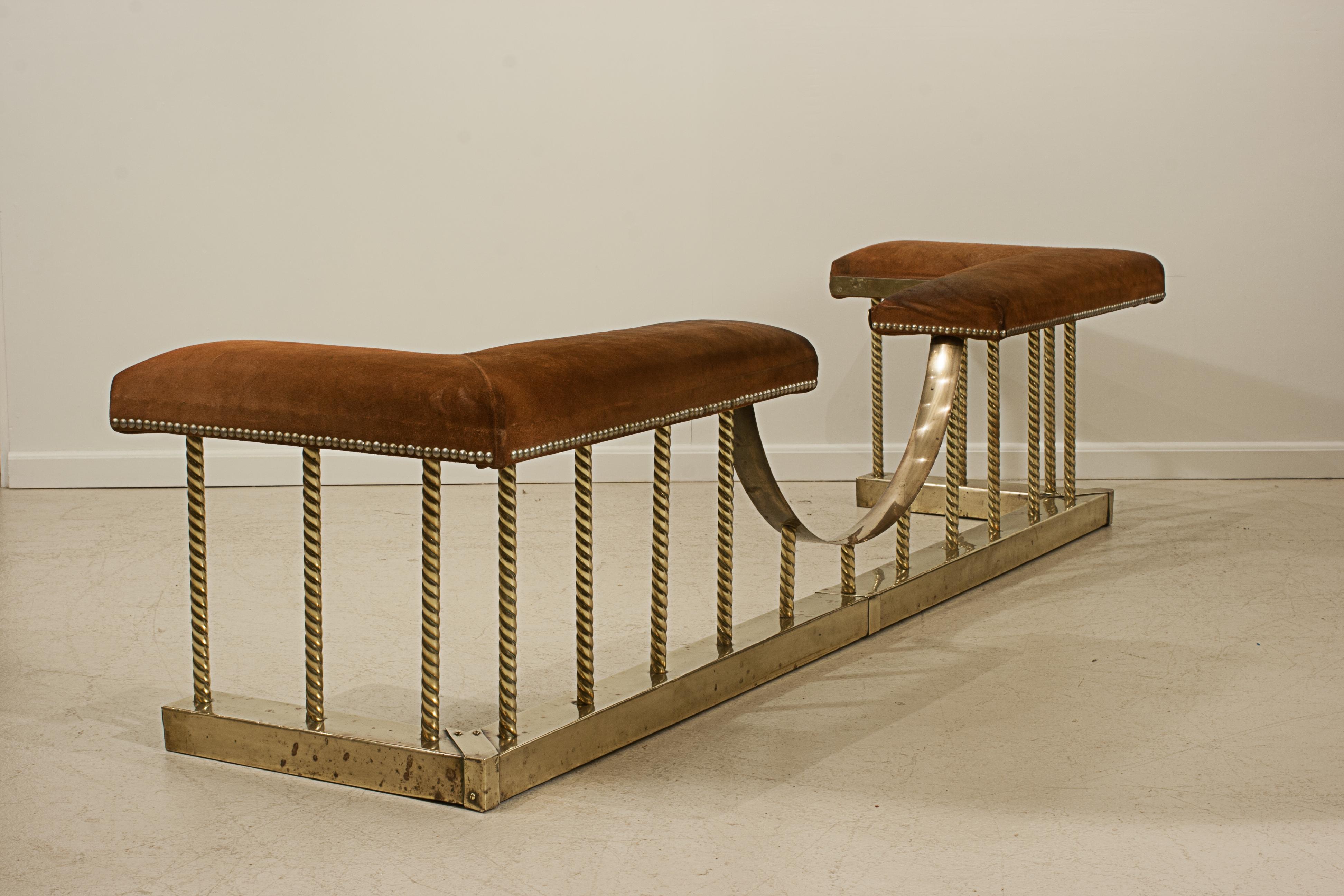 Brass and Leather Open Front Club Fender For Sale at 1stDibs