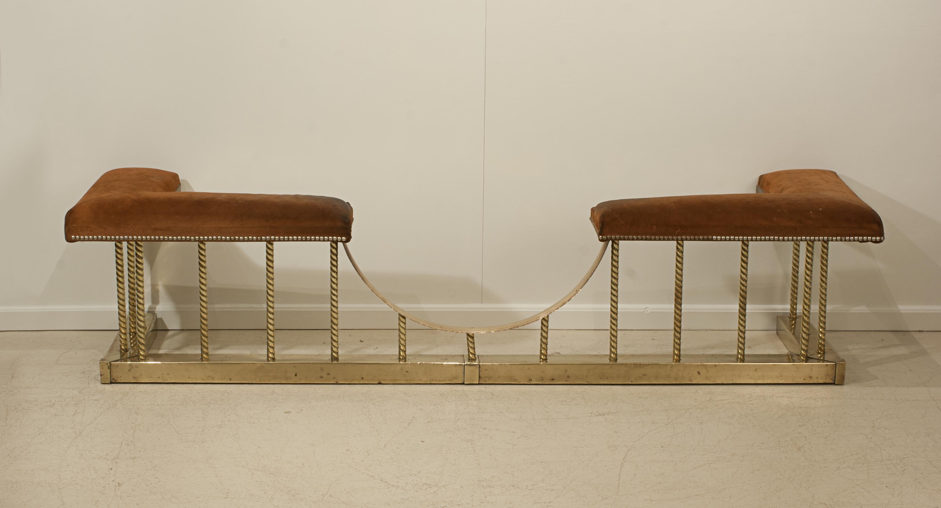 Brass and Leather Open Front Club Fender For Sale at 1stDibs