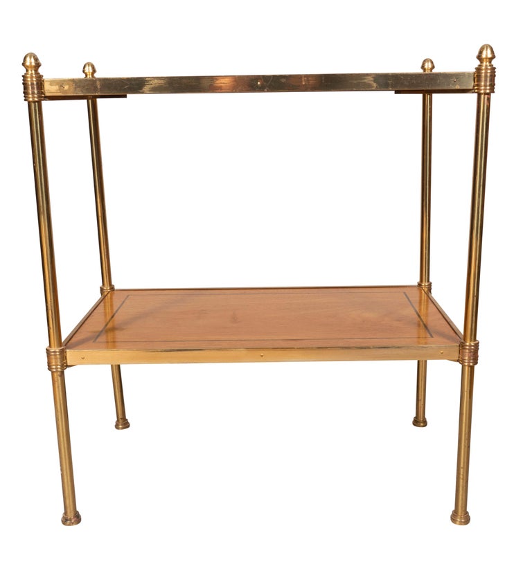 Brass and Mahogany Two Tier Table For Sale at 1stDibs