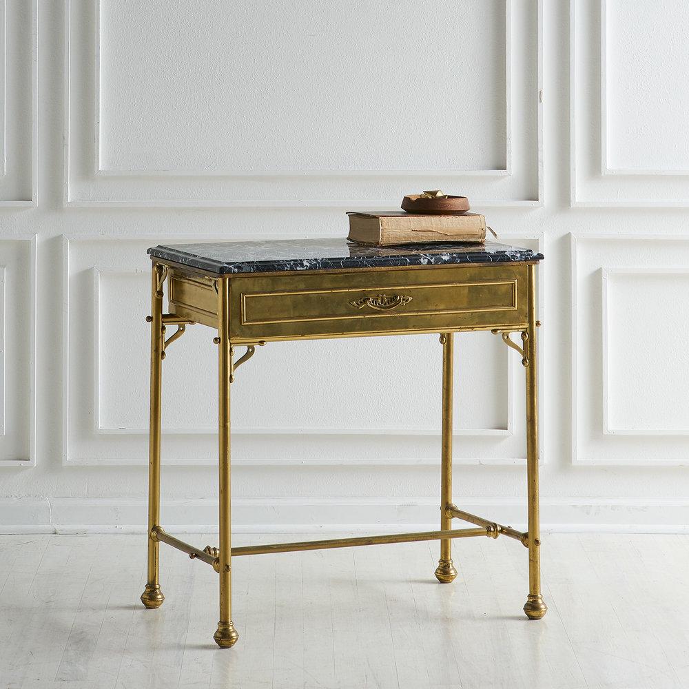 Brass and Marble Console Table with Drawer at 1stDibs | marble console ...