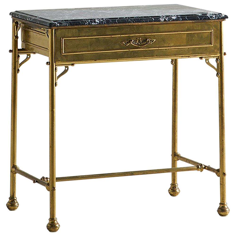 Brass and Marble Console Table with Drawer at 1stDibs | marble console ...