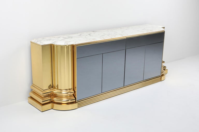Brass and Marble Credenza by Sandro Petti for l'angelometallarte For ...