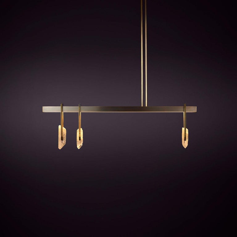 Brass and Quartz Crystal Pendant Light, Abacus 900 by Christopher Boots ...