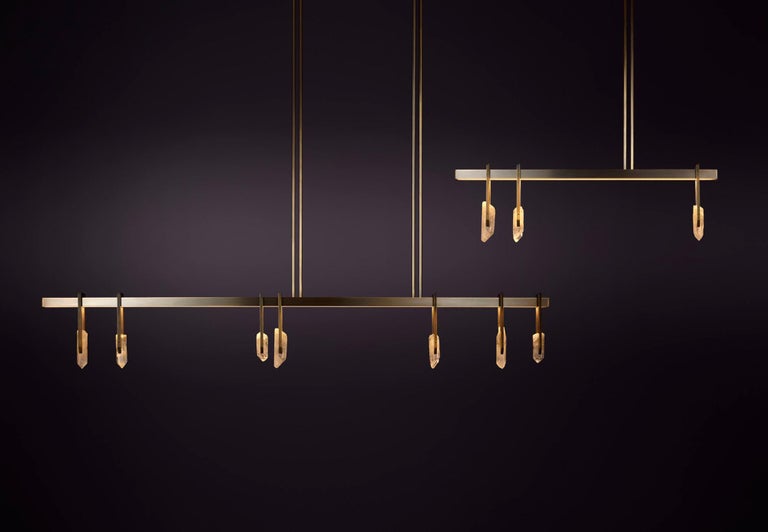 Brass and Quartz Crystal Pendant Light, Abacus 900 by Christopher Boots ...