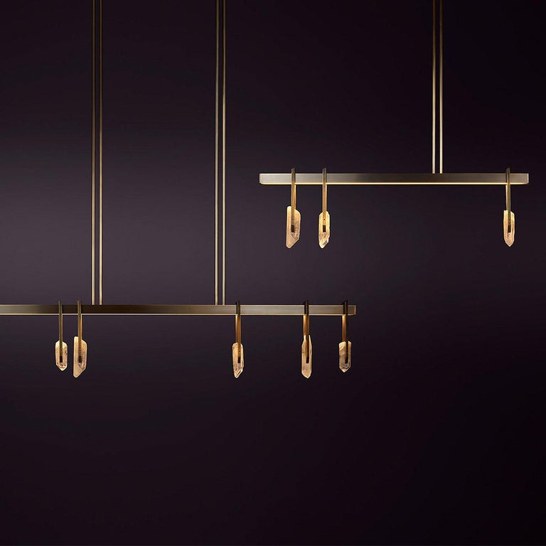 Brass and Quartz Crystal Pendant Light, Abacus 900 by Christopher Boots ...