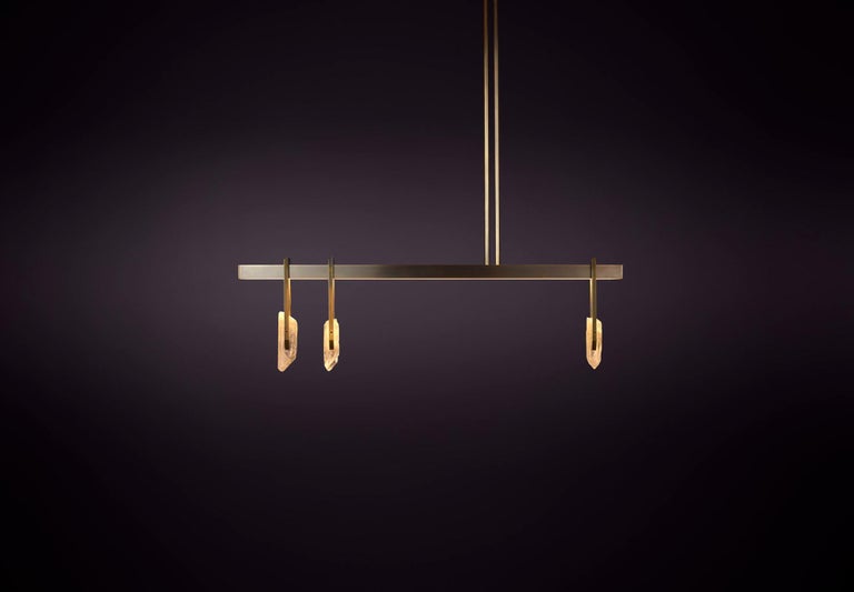 Brass and Quartz Crystal Pendant Light, Abacus 900 by Christopher Boots ...