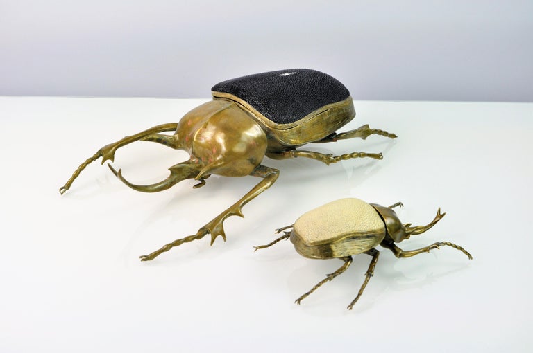 Brass and Shagreen Box Elphas Scarab by Ginger Brown For Sale at 1stDibs
