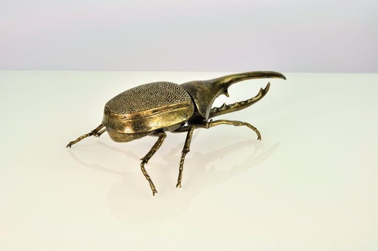 Brass and Shagreen Box HERCULES SCARAB by Ginger Brown For Sale at 1stDibs