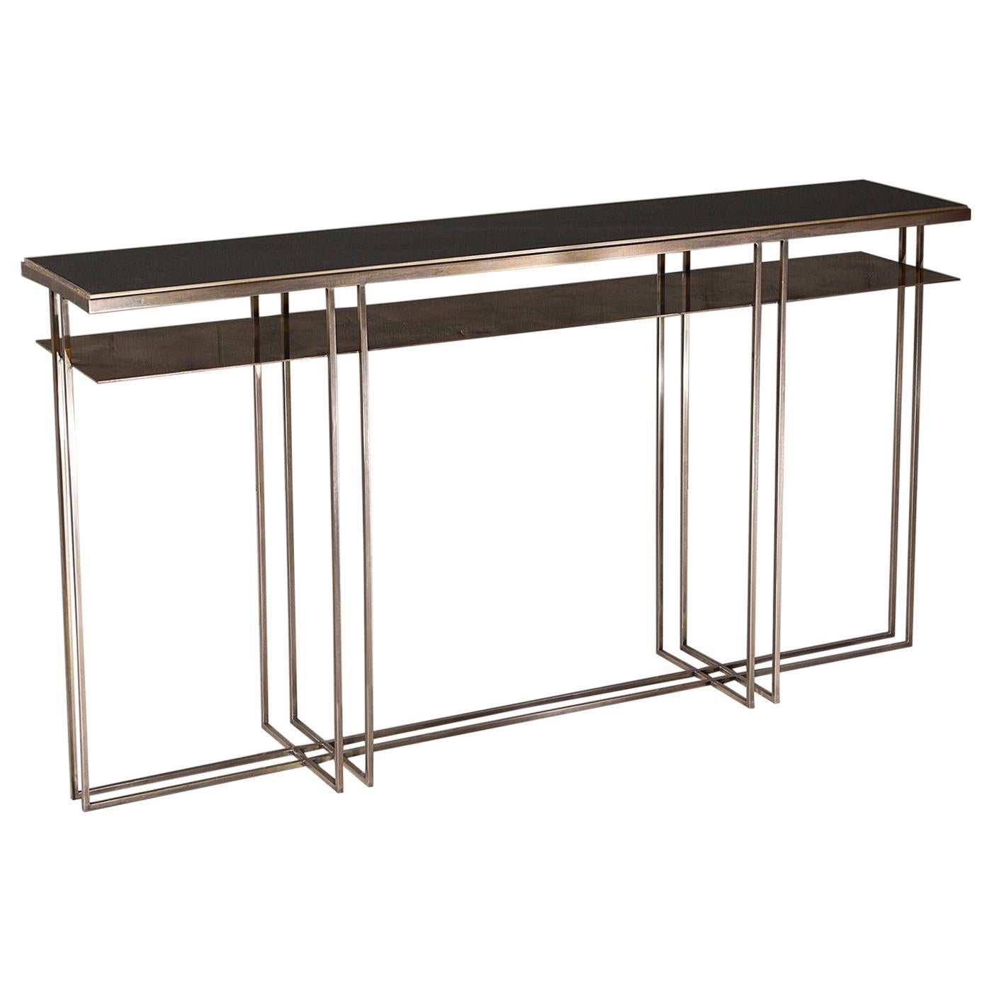 Nico Console Table — Large — Blackened Steel Frame — Honed Cumbrian ...