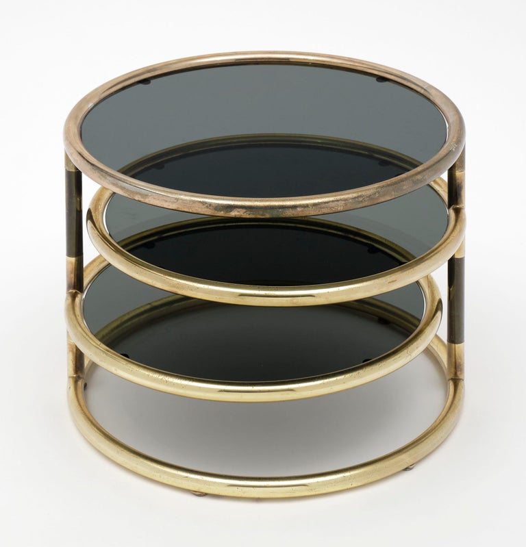 Brass and Smoked Glass Side Table at 1stDibs