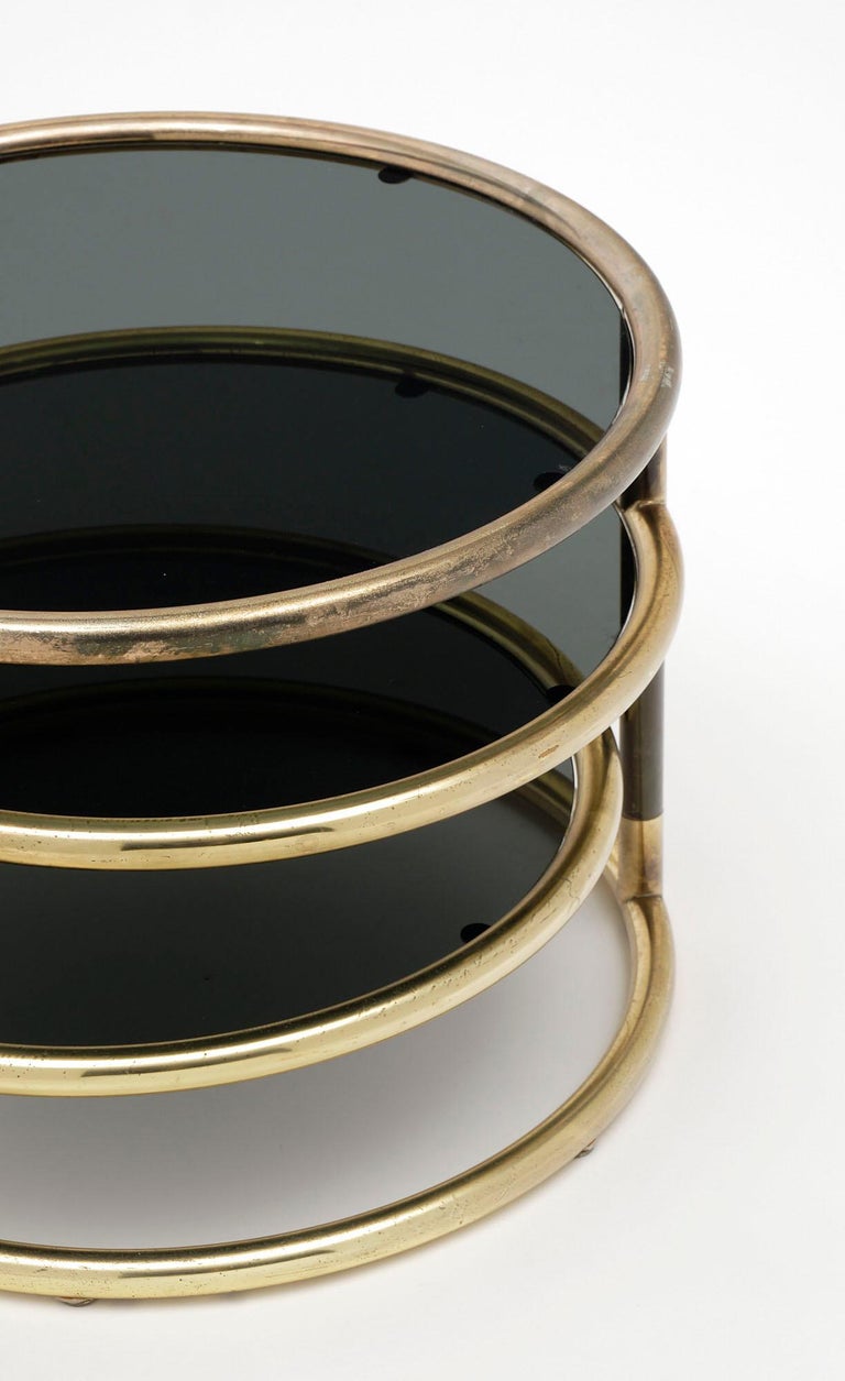 Brass and Smoked Glass Side Table at 1stDibs