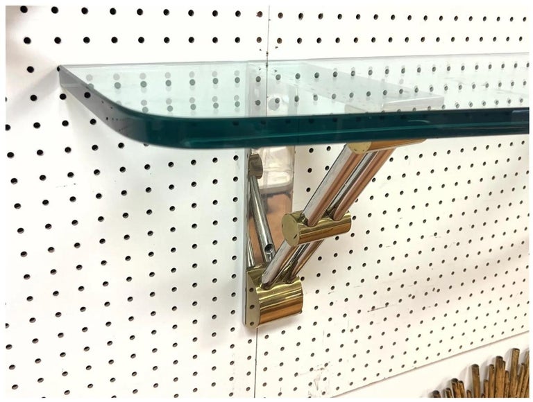 Brass and Stainless Steel Wall Shelf For Sale at 1stDibs