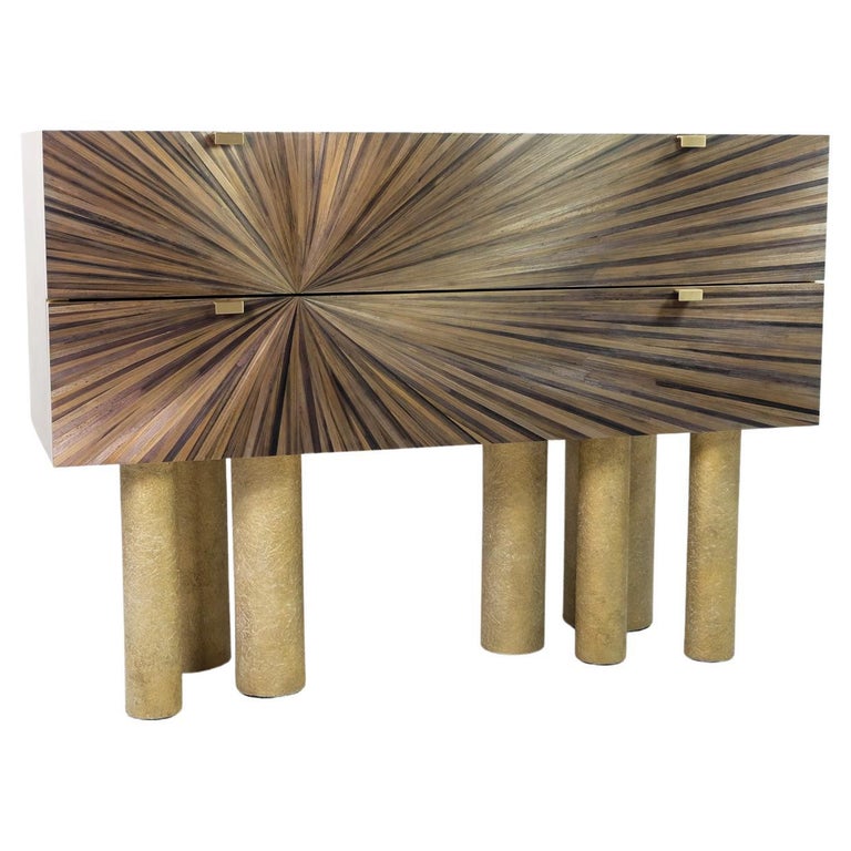 Brass and Straw Marquetry Chest of Drawers by Ginger Brown at 1stDibs ...