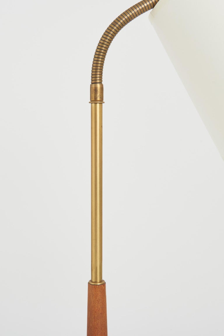 Brass and Teak Reading Floor Lamp For Sale at 1stDibs