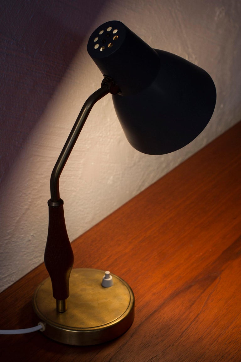 Brass and Teak Table Lamp by ASEA, Sweden, 1950s For Sale at 1stDibs