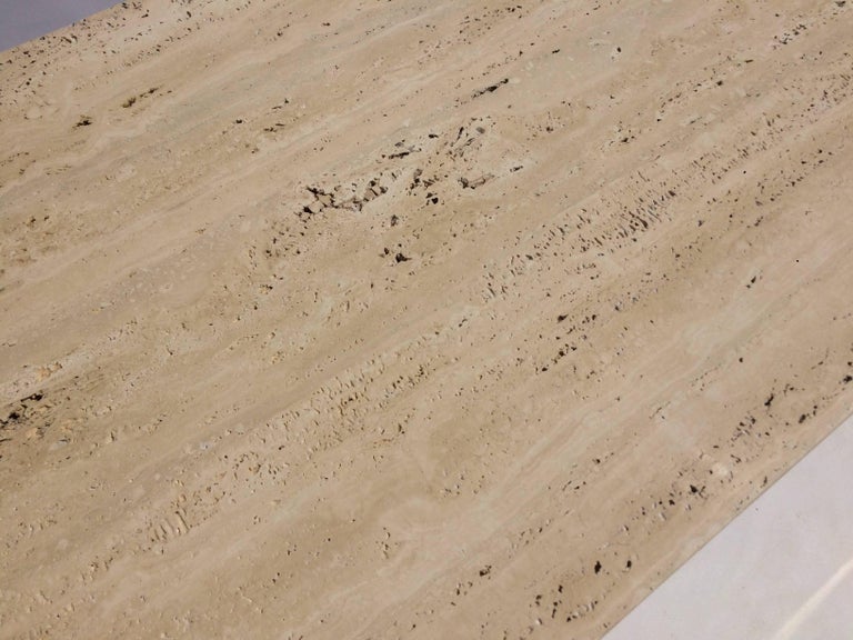 Brass and Travertine Console Table in the Style of Billy Baldwin at 1stDibs