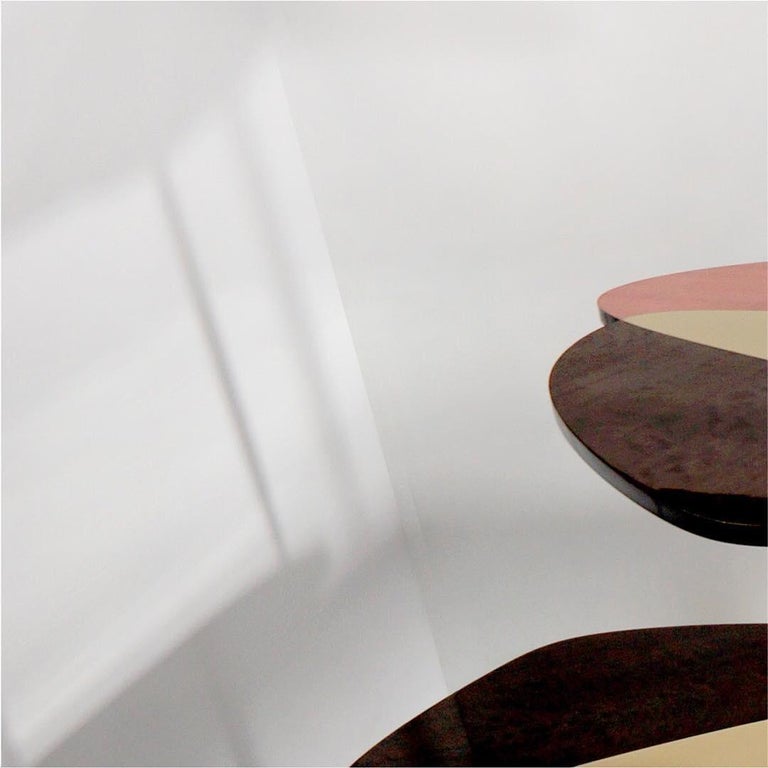 Brass and Veneer Sculptural Coffee Table, Une Fleur, Ivan Basov For ...