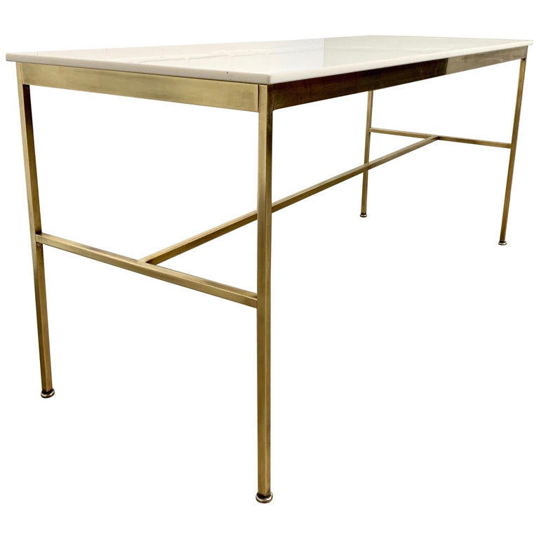 Brass and Vitrolite Console Table by Paul McCobb at 1stDibs