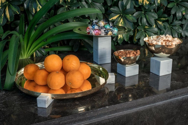 Nimbo Brass and White Marble Mini Bowl For Sale at 1stDibs