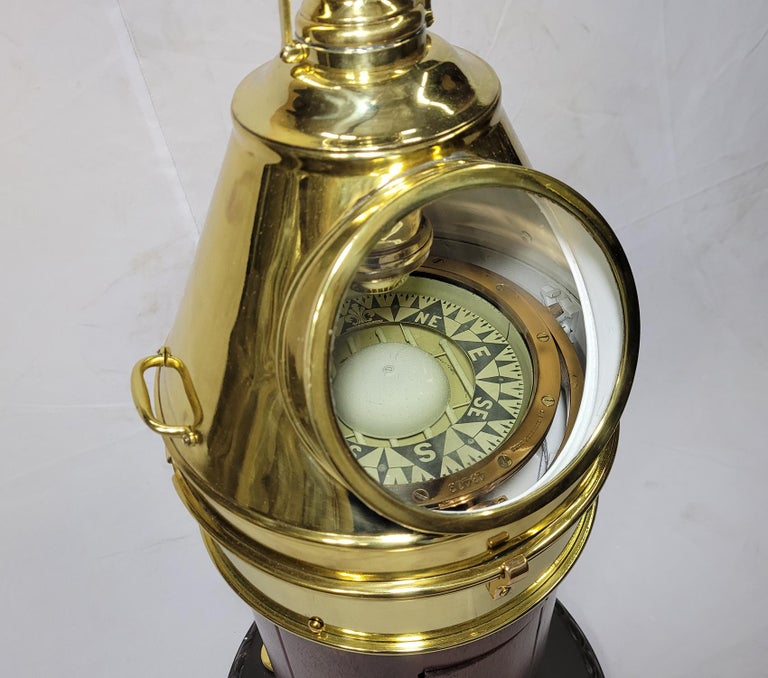 Brass and Wood Yacht Binnacle Compass For Sale at 1stDibs